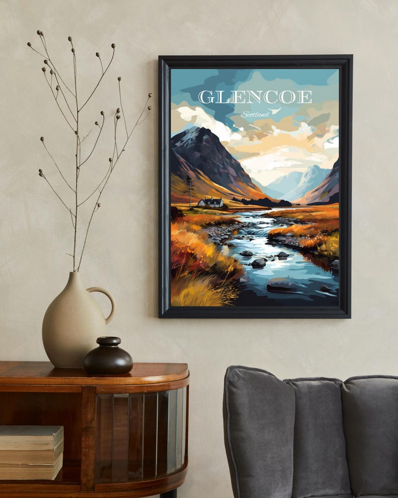 Glencoe Scotland Poster Print, Scotland Travel Poster, Birthday Present ...