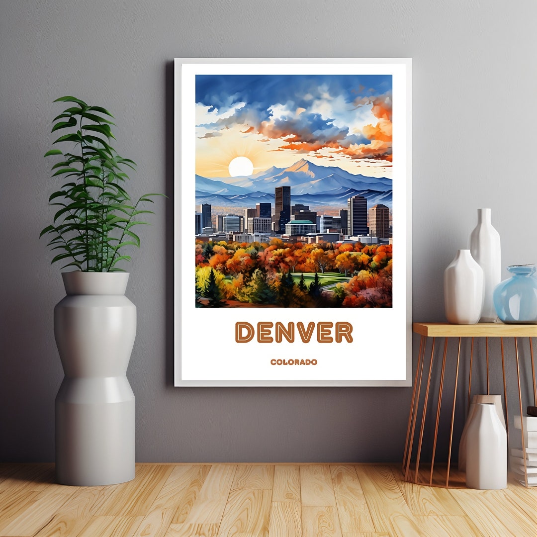 Denver Poster, Denver Skyline Print, Denver Travel Print, Colorado ...