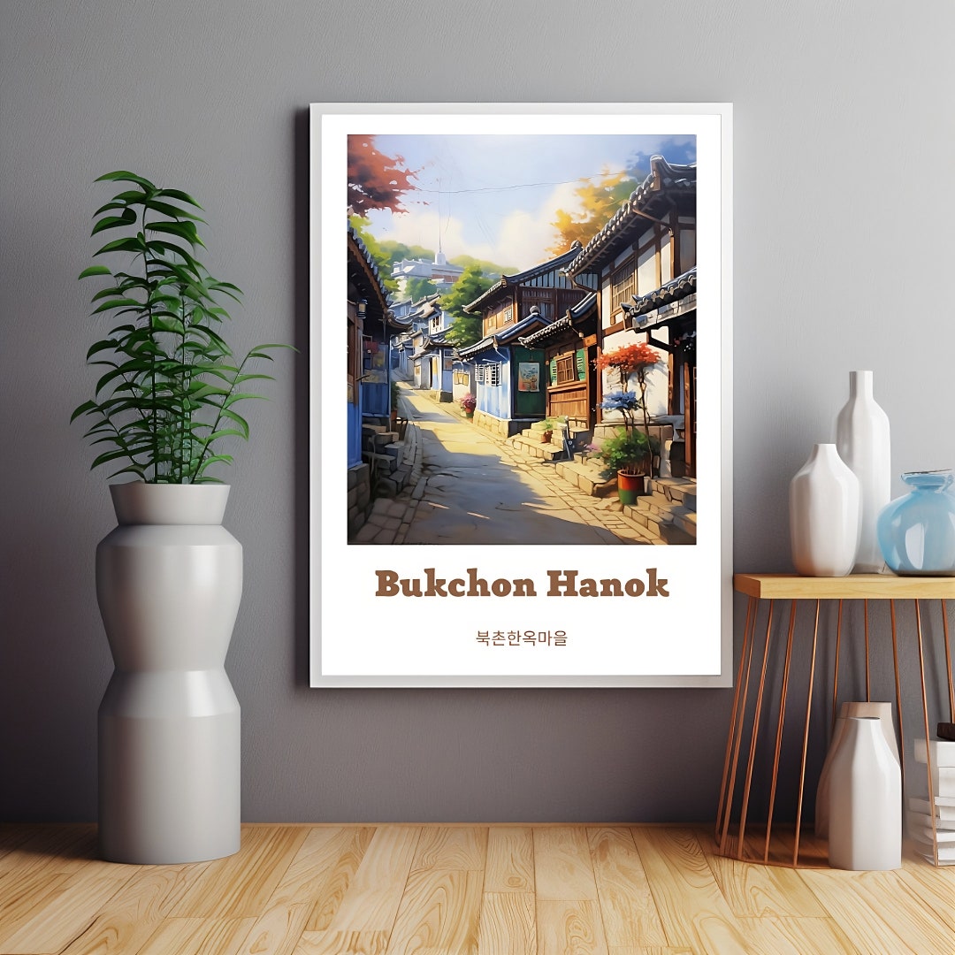 Bukchon Hanok Poster, Bukchon Hanok Village Print, South Korea Wall Art ...