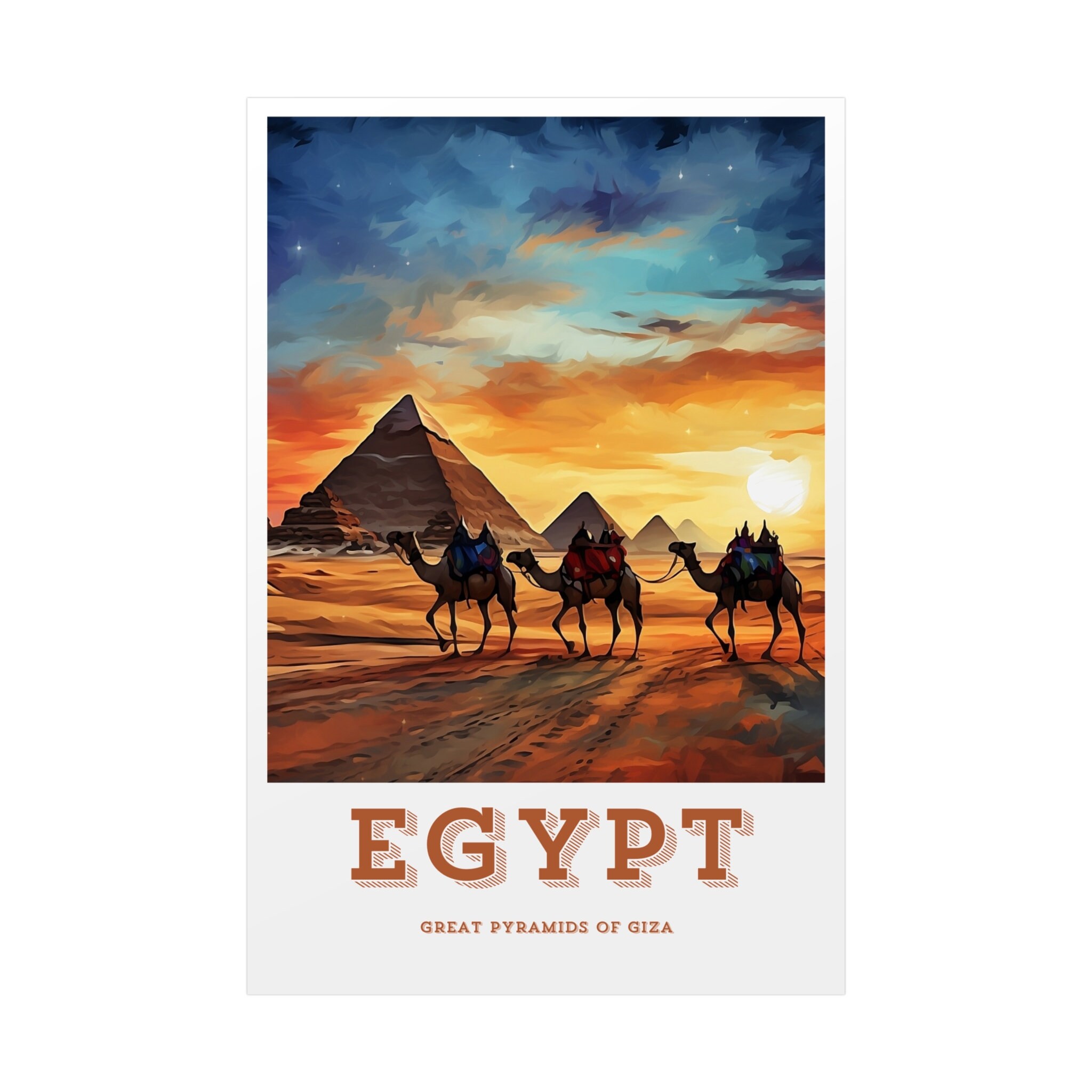 Egypt Poster, Pyramids of Giza Print, Giza Travel Poster, Giza Pyramid ...