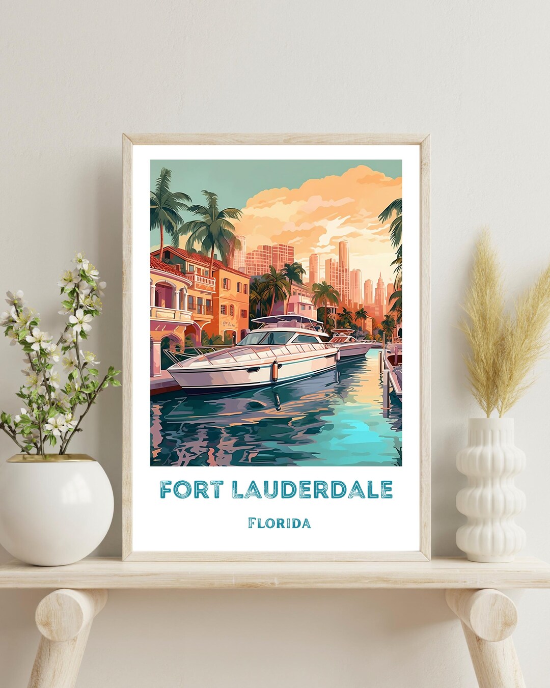 Fort Lauderdale Poster, Fort Lauderdale Travel Print, Florida Travel ...