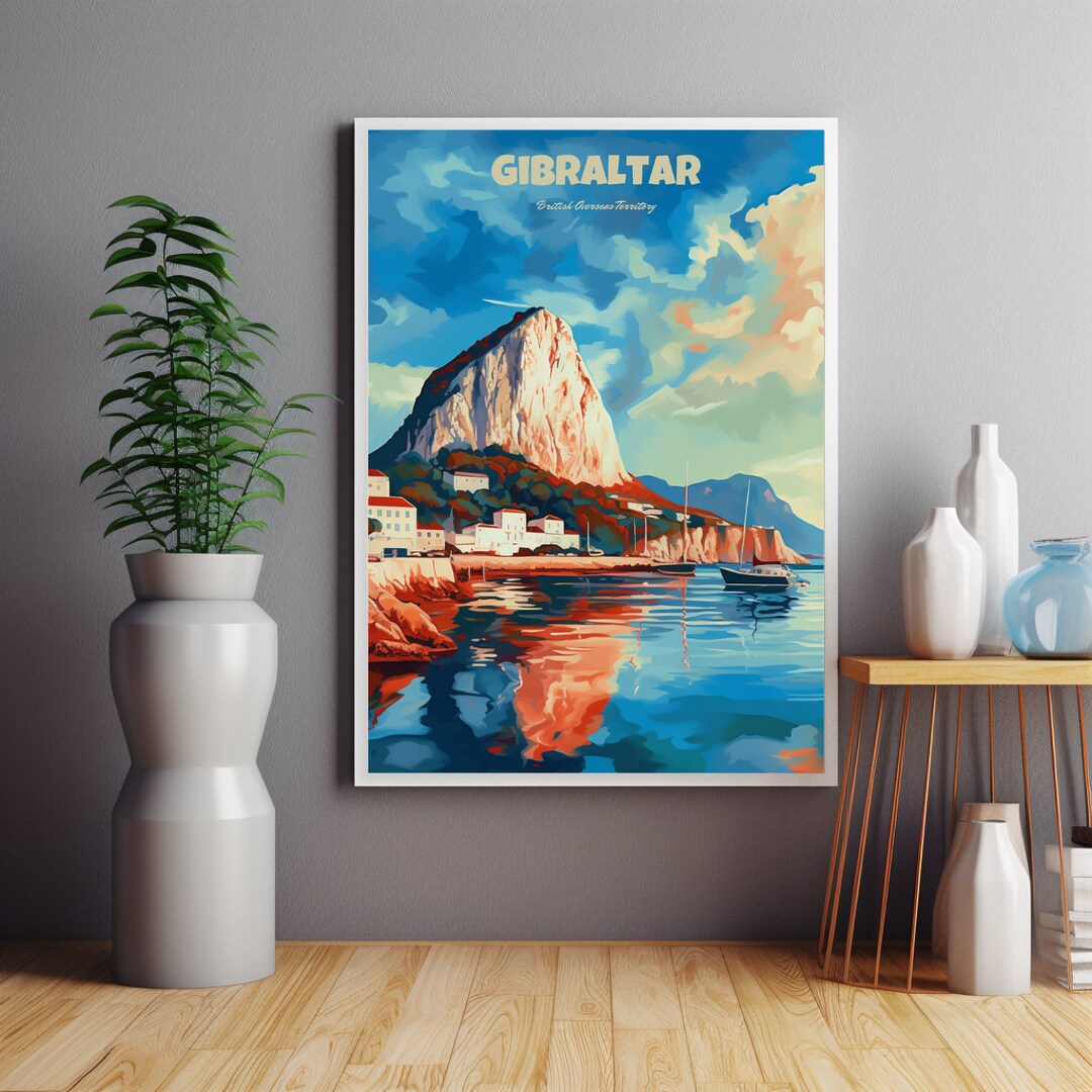 Gibraltar Poster, Gibraltar Traditional Travel Print, Rock of Gibraltar ...