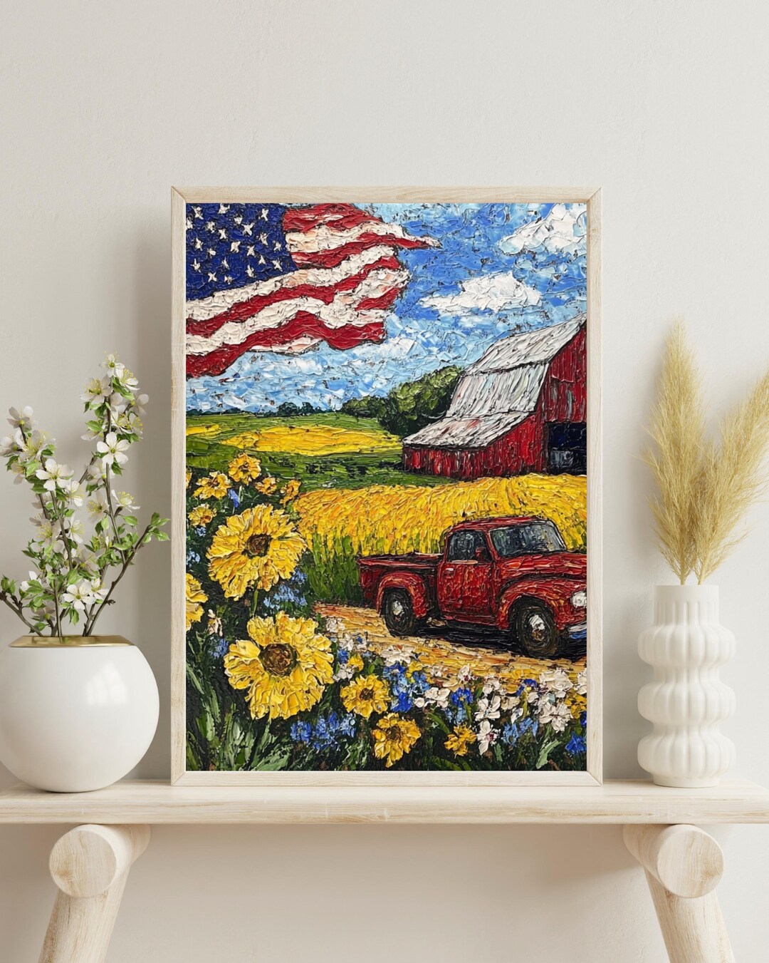 Rustic Americana Poster, Usa Farm Decor, Vintage Truck Art, Usa Country ...