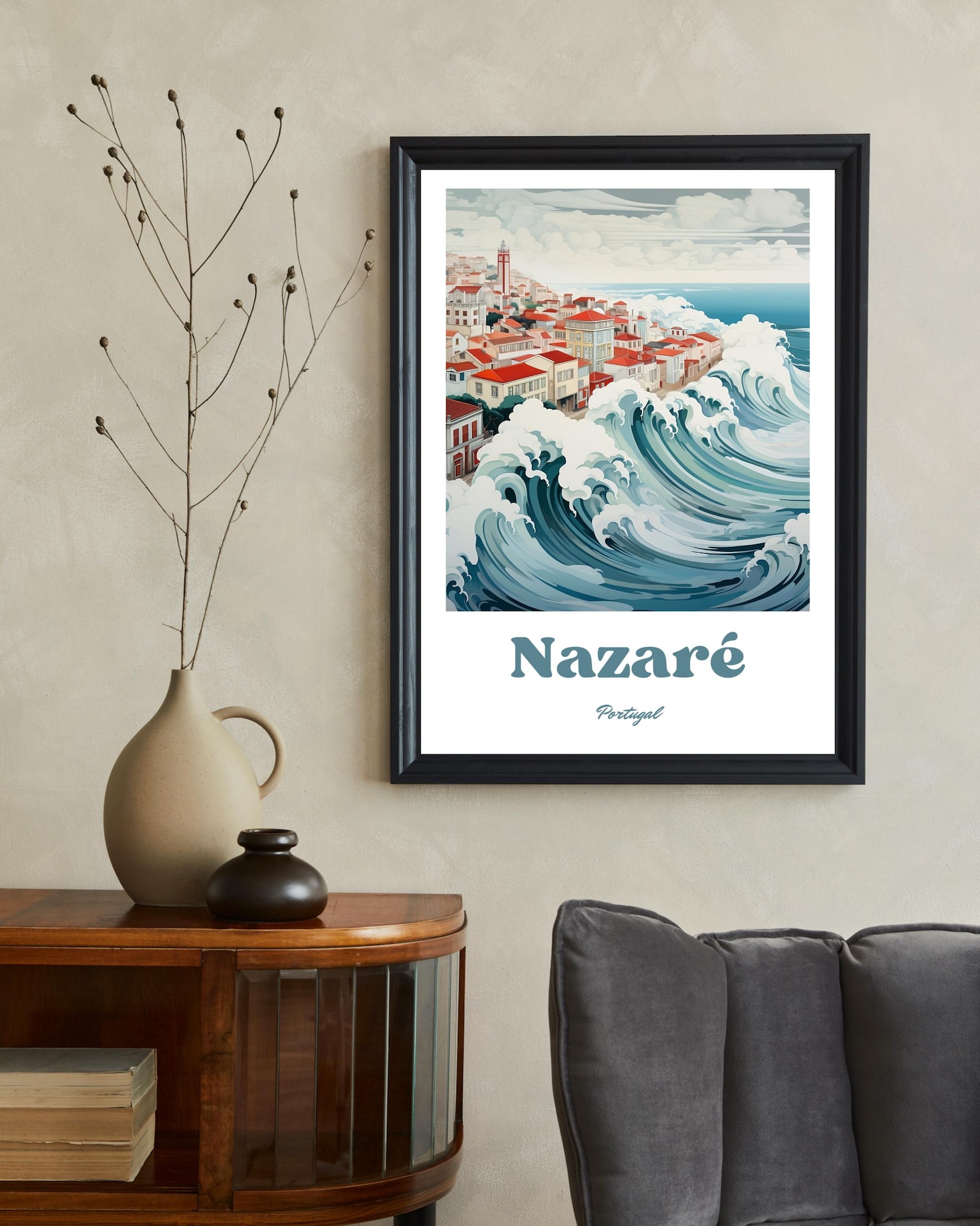 Nazare Poster, Nazare Print, Nazare Travel Art, Nazare Travel Poster ...