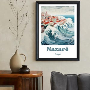 Nazare Poster, Nazare Print, Nazare Travel Art, Nazare Travel Poster ...
