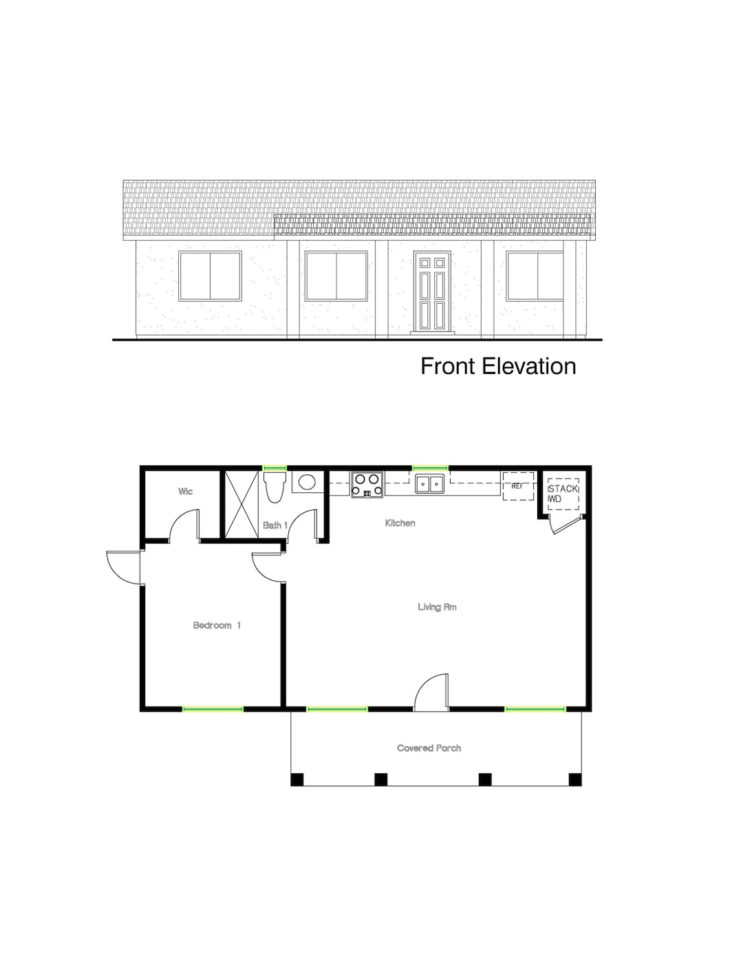 1 Bedroom 1 Bath (730SF) Adu(accessory Dwelling Unit) Floor Plan House ...