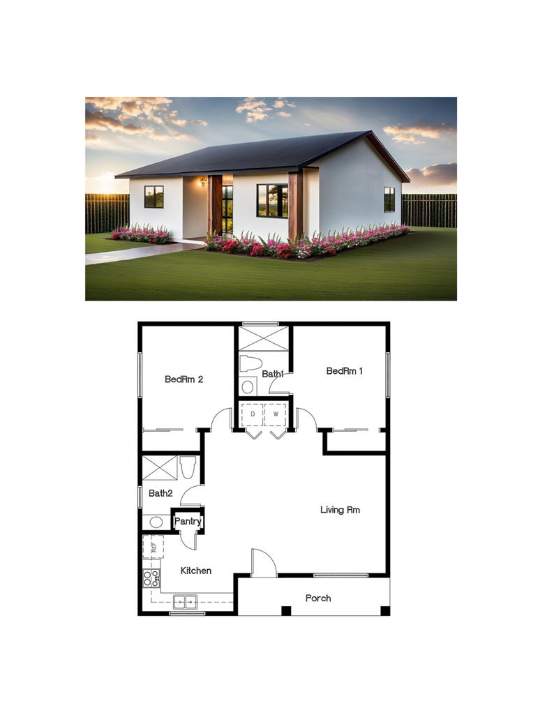 2 Bedroom 1 Bath (800sf)adu(accessory Dwelling Unit) Corner Kitchen W ...