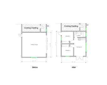 Modern Garage ADU 1 Bed 1 Bath 24'x24' 576 SF Affordable Custom House ...
