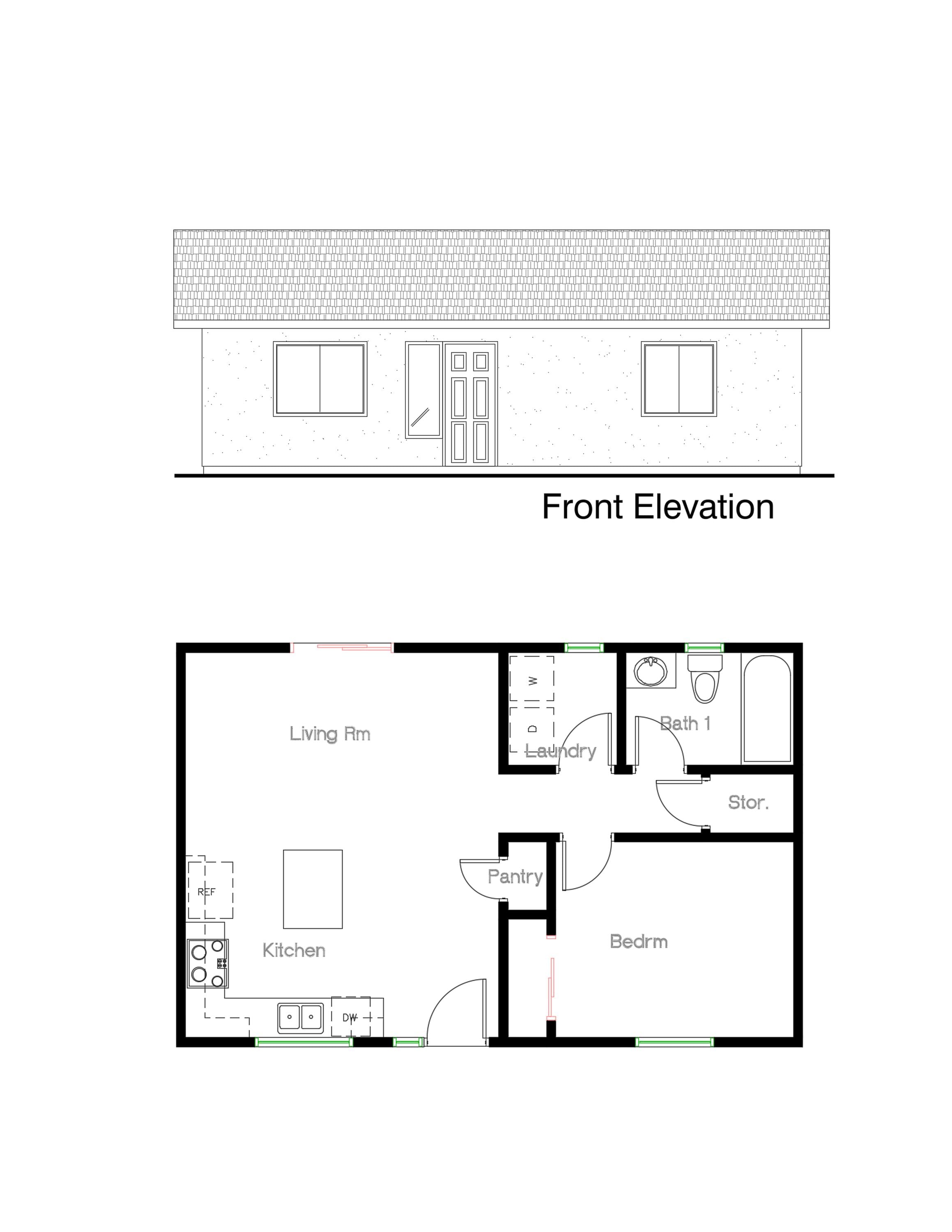 1 Bedroom 1 Bath (658SF) Adu(accessory Dwelling Unit) Floor Plan House ...