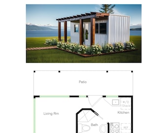 Shipping Container Floor Plan Studio W/ 1 Bath (160SF) Floor Plan ADU ...