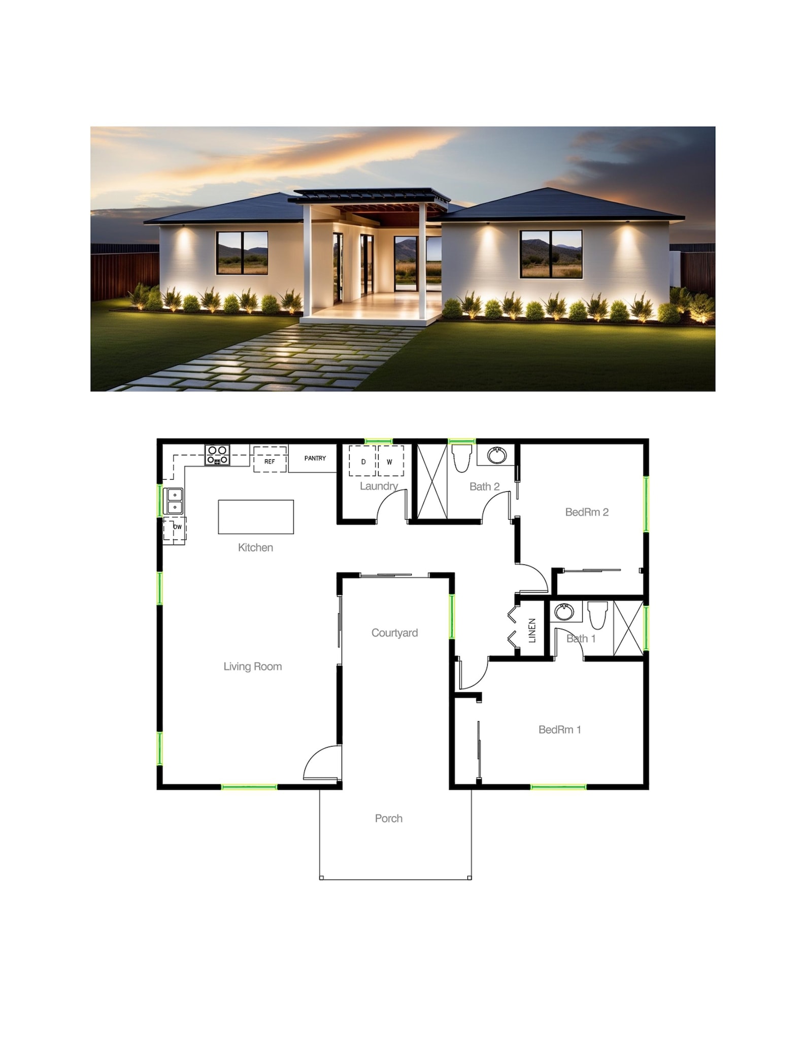 2 Bedroom 2 Bath (1,185 SF) Cottage /ranch/tiny Home/affordable Home ...