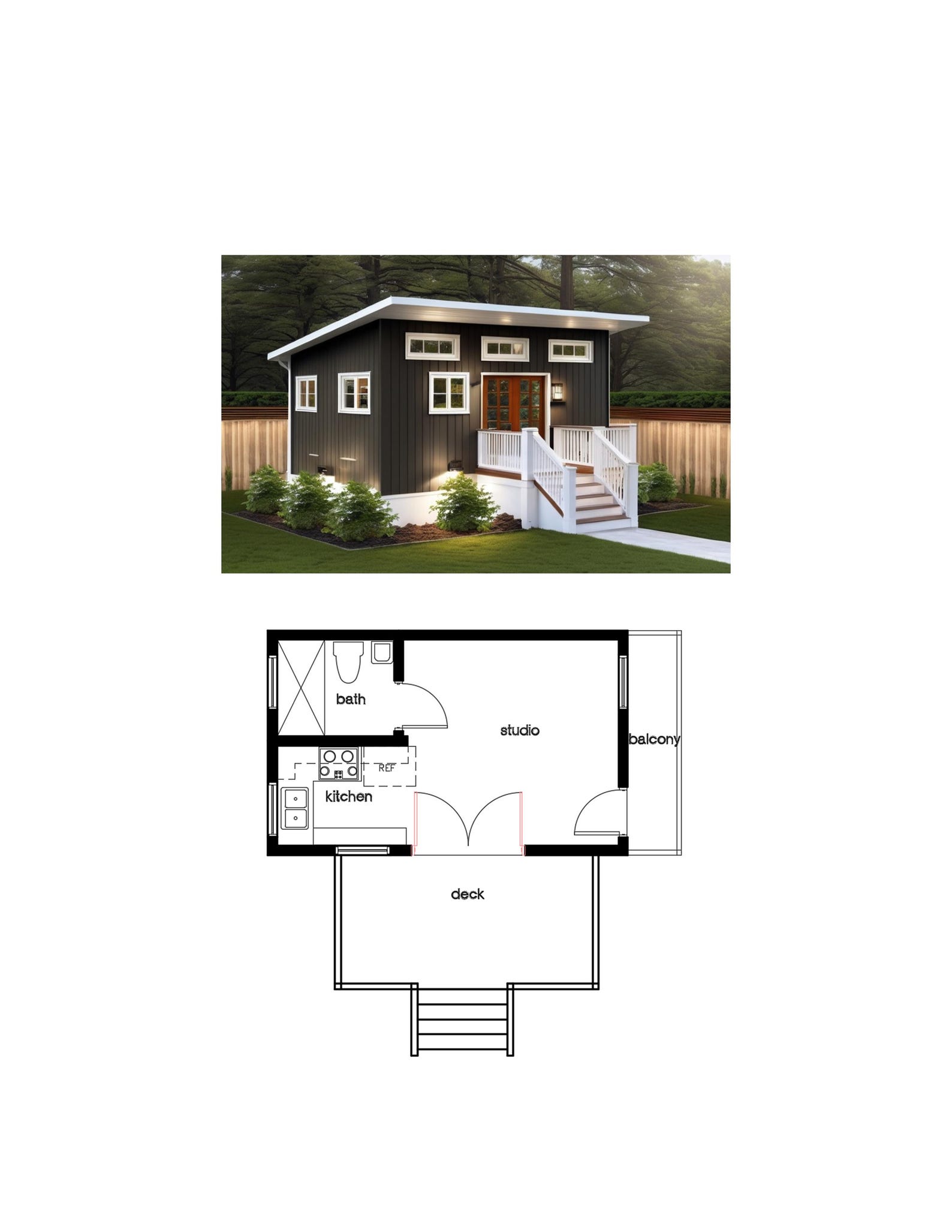 Studio W/ 1 Bath (250SF) Detached Adu/tiny Home/small Homes(accessory ...