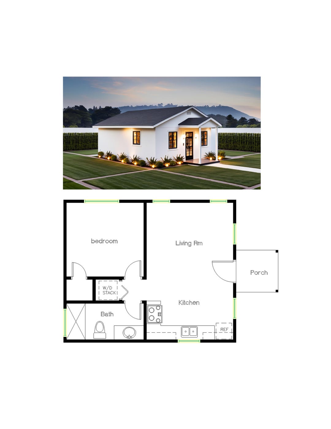 1 Bedroom 1 Bath (500 SF) Cottage /ranch/tiny Home/granny Flat ...