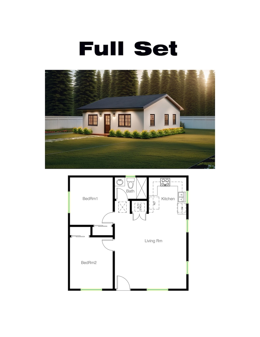 2 Bedroom 1 Bath (749SF) Adu(accessory Dwelling Unit) Floor Plan House ...