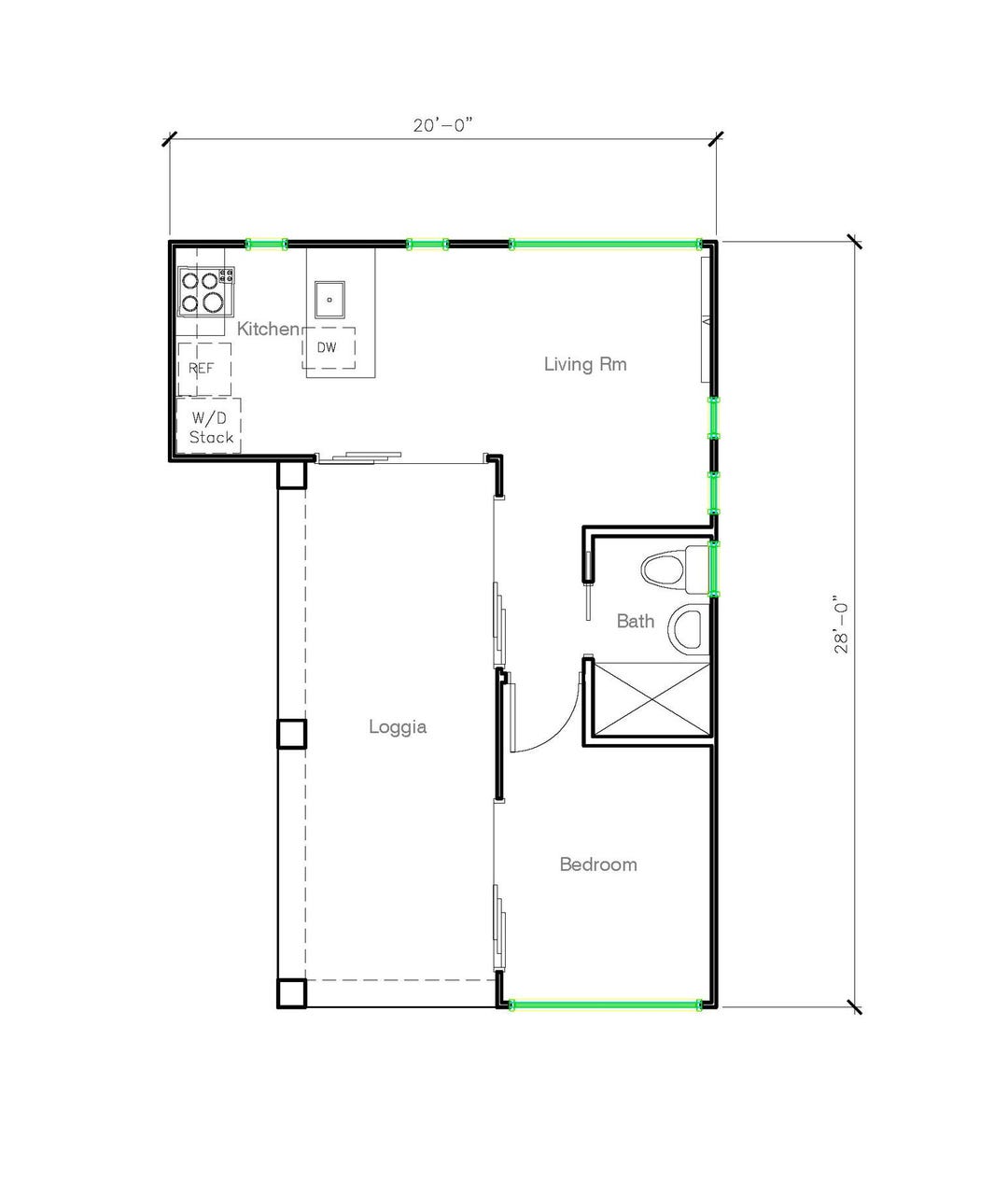 2 Shipping Container Floor Plan 1 Bed 1 Bath 320SF Floor Plan ADU ...