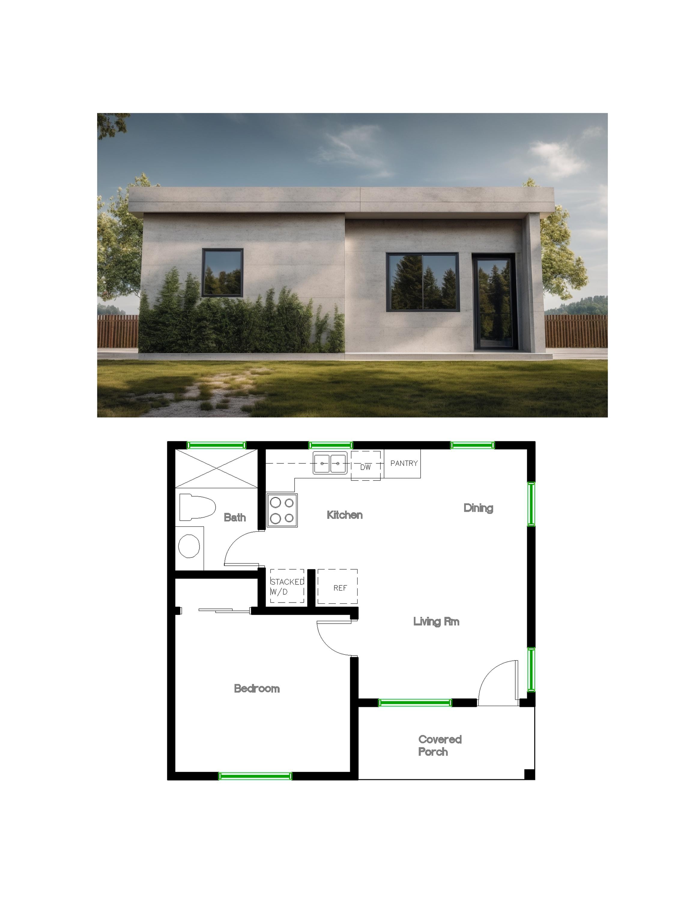 1 Bedroom 1 Bath (513SF) Adu(accessory Dwelling Unit) Floor Plan House ...