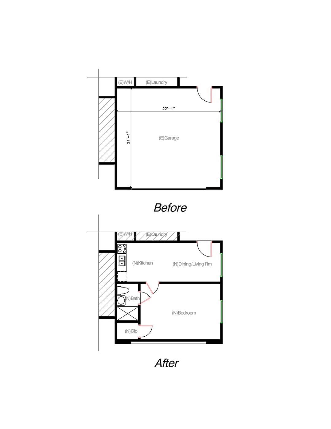 1 Bedroom 1 Bath (504SF) Garage Conversion to Living Space or Adu ...