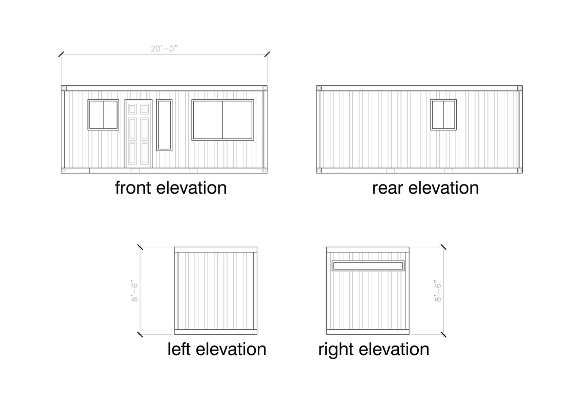 Shipping Container Floor Plan Studio W/ 1 Bath 160SF Floor Plan ADU ...