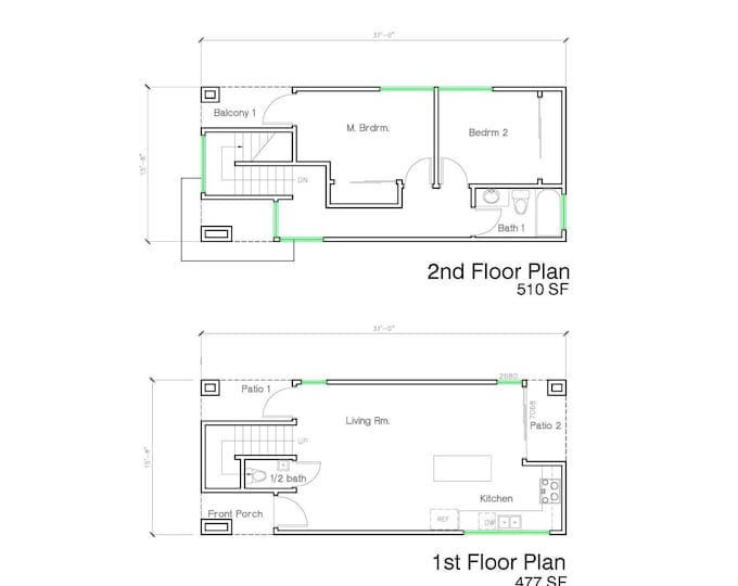 Modern Narrow 3 Bedroom House Plan – 1900 Sq Ft (176 M2), 69 Ft X 17 Ft ...