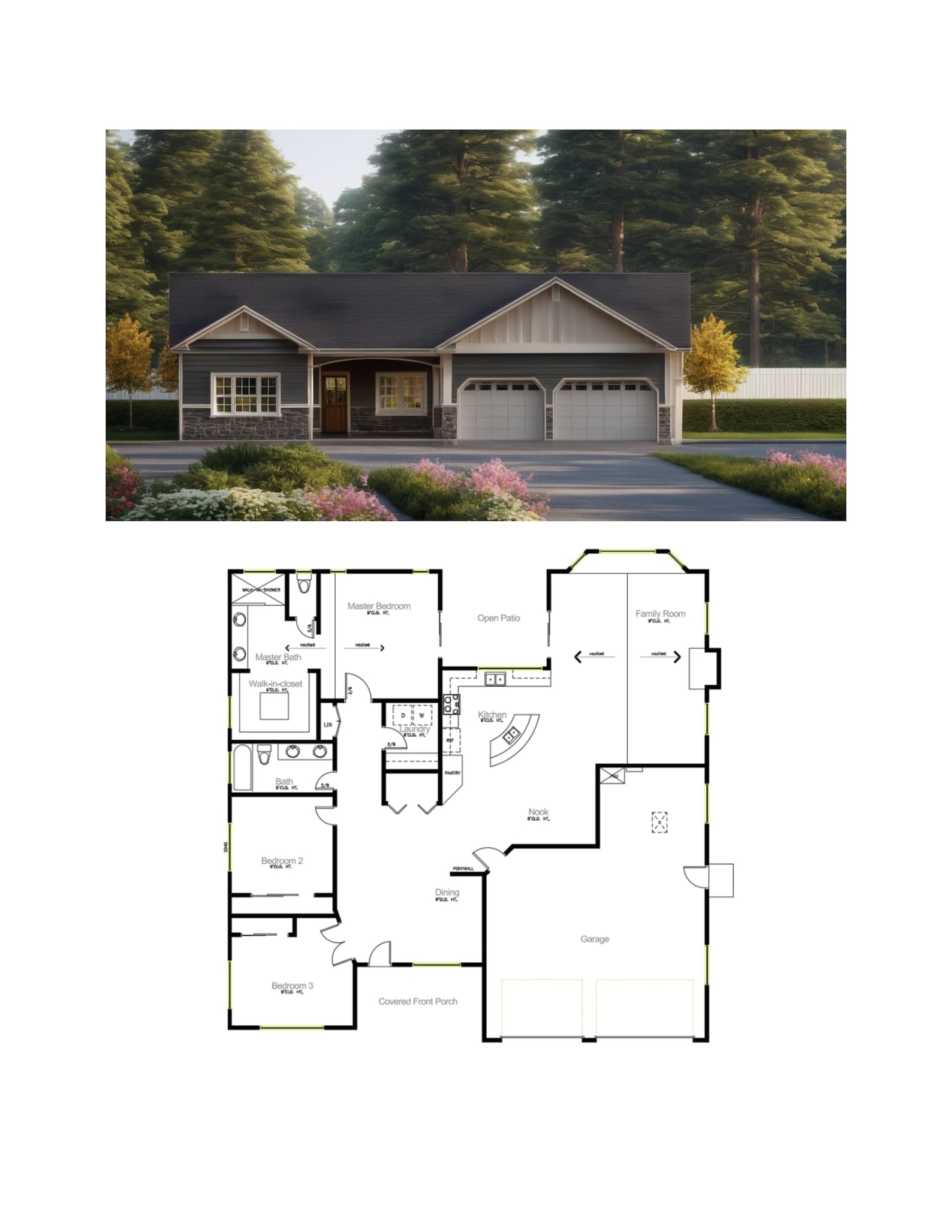 Spacious 3 Bed, 2 Bath House Plan- 2403 Sq Ft, 3-car Garage, Open Floor ...