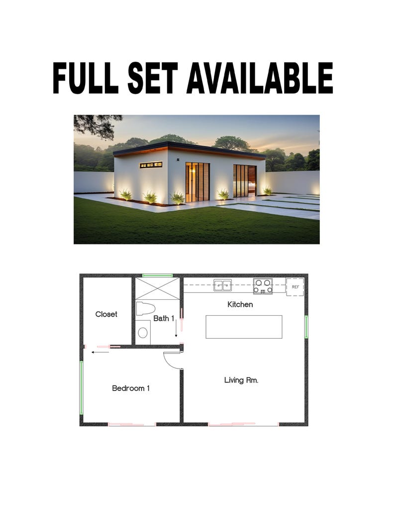 1 Bedroom 1 Bath 600SF Modern Layoutaccessory Dwelling Unit Floor Plan ...