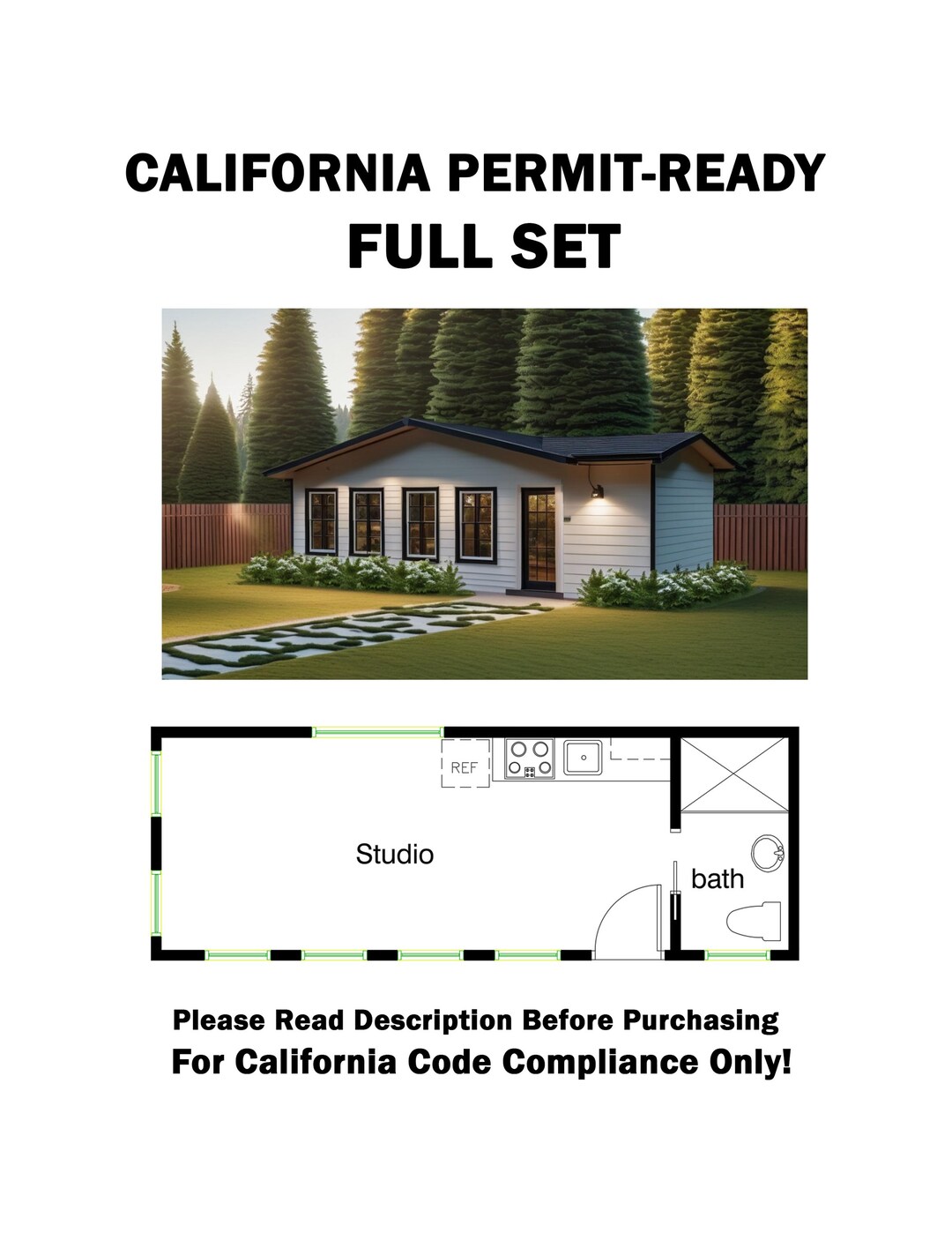 Studio W/ 1 Bath (313SF) Adu(accessory Dwelling Unit) Vaulted Ceiling ...