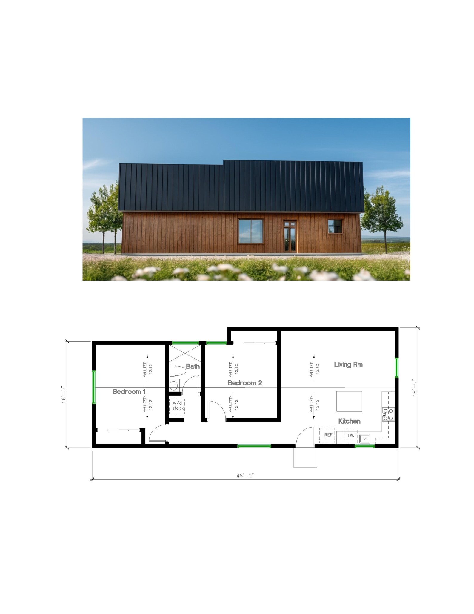 2 Bedroom 1 Bath (788SF) Detached ADU (accessory Dwelling Unit) Floor ...