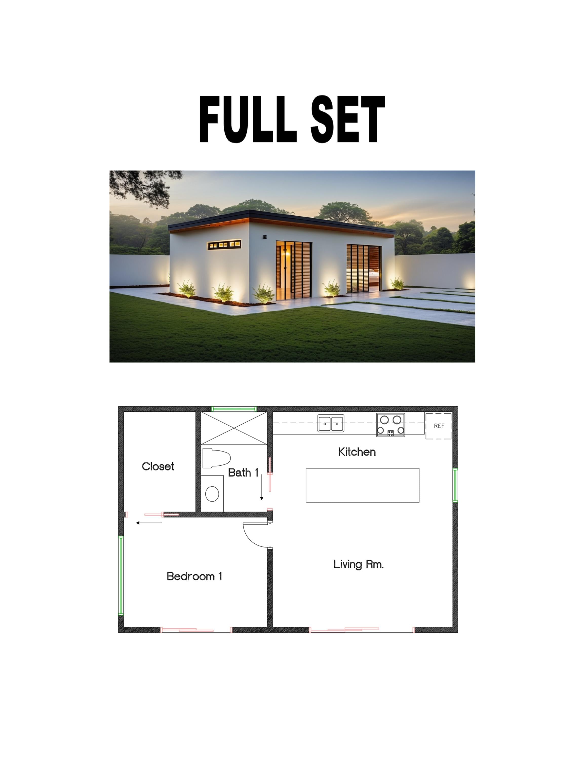 1 Bedroom 1 Bath (600SF) Modern Layout(accessory Dwelling Unit) Floor ...
