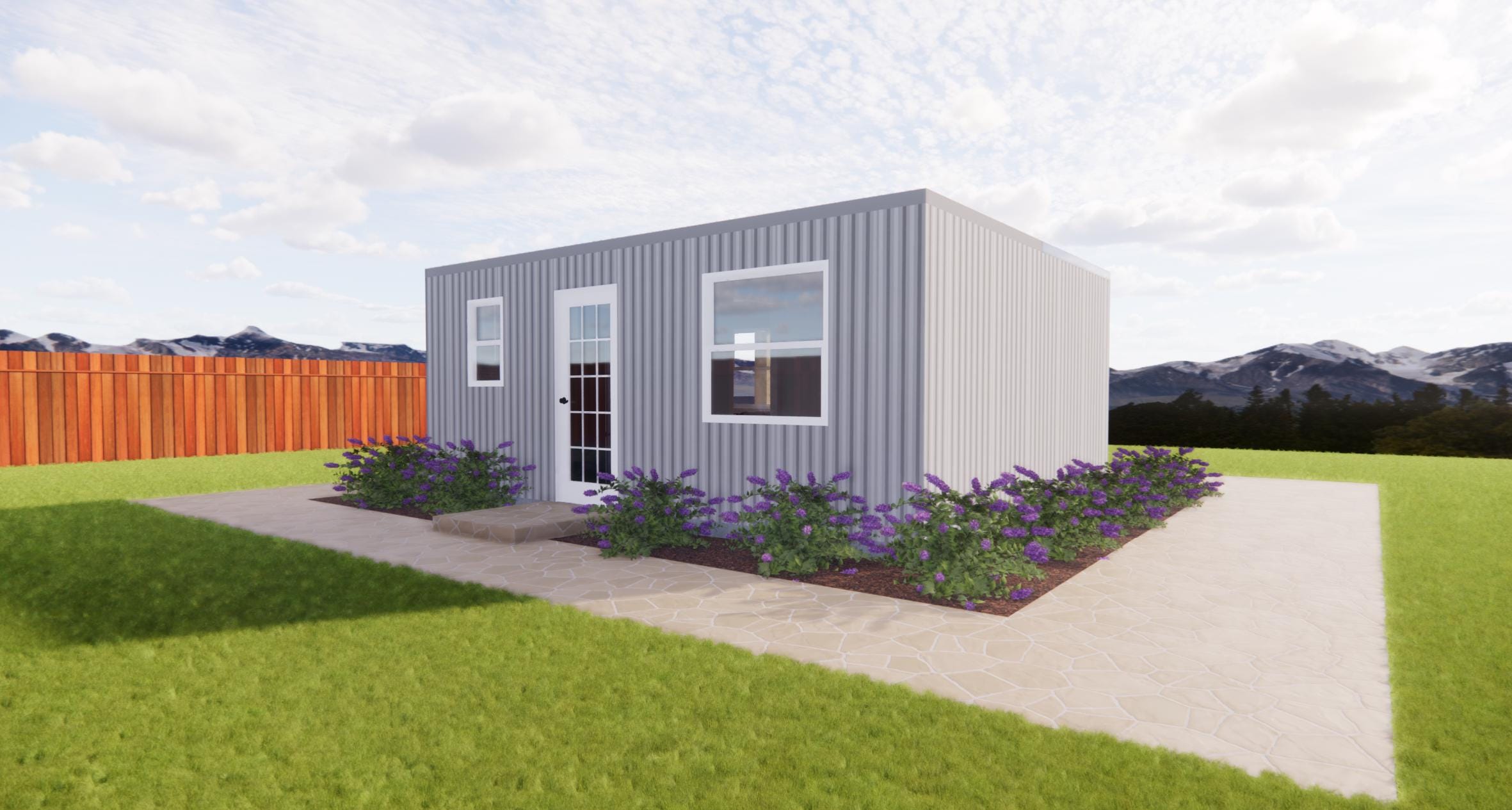 Shipping Container Floor Plan 1 Bedroom W/ 1 Bath (320SF) Floor Plan ...