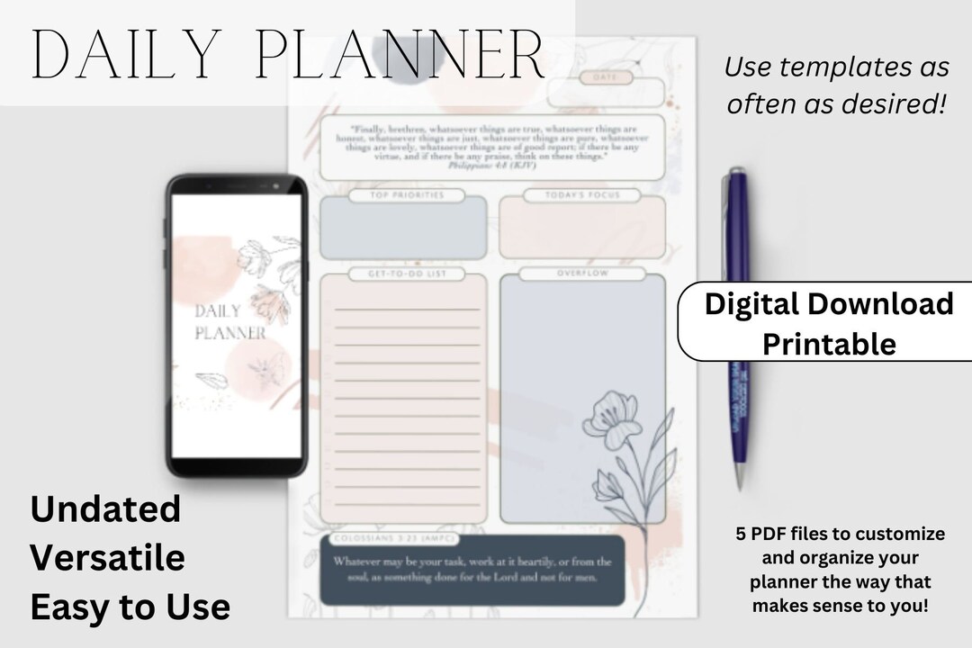 Creative Christian Daily Planner for Digital Download - 5.5" X 8.5 ...