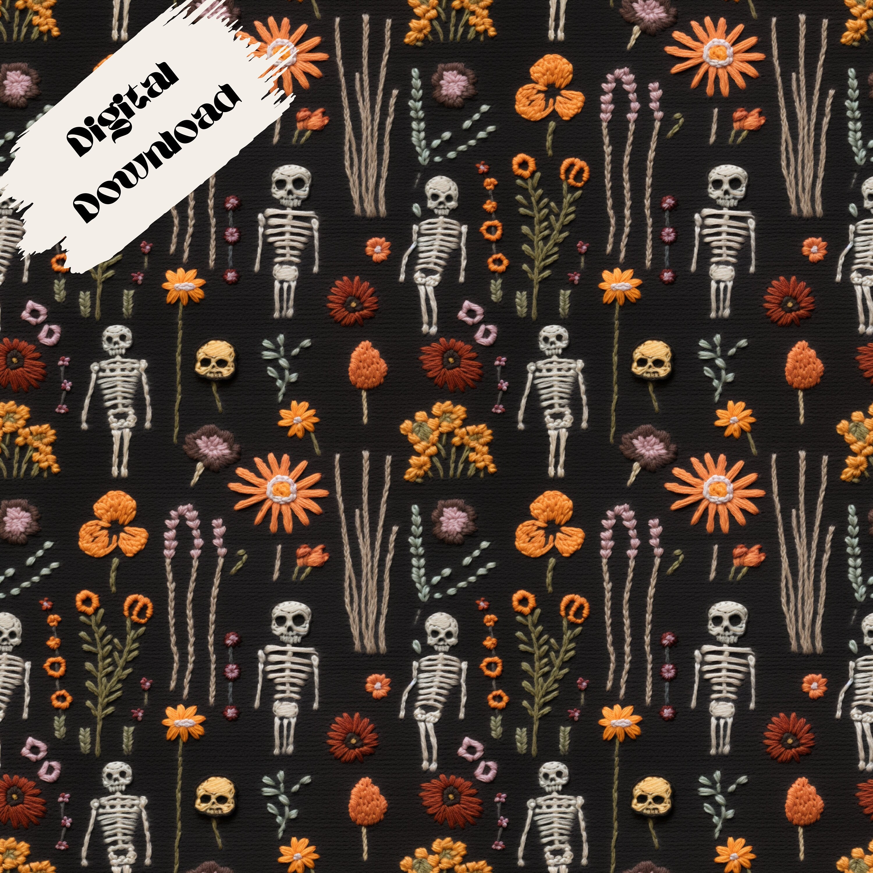 SPOOKY SKELETONS | Seamless Digital Pattern | Digital Download ...