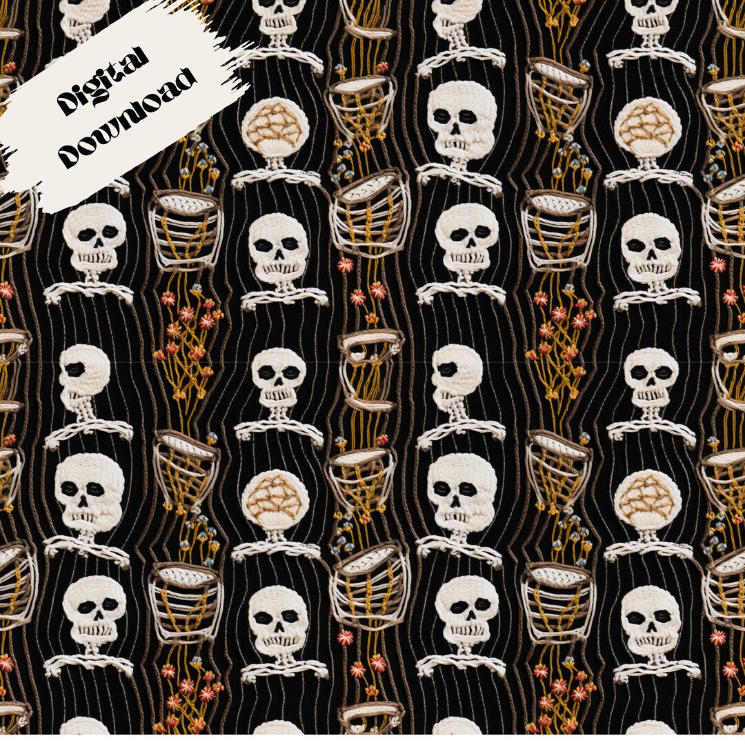 Skeleton Seamless Pattern | Calaca Art Digital Download - Etsy