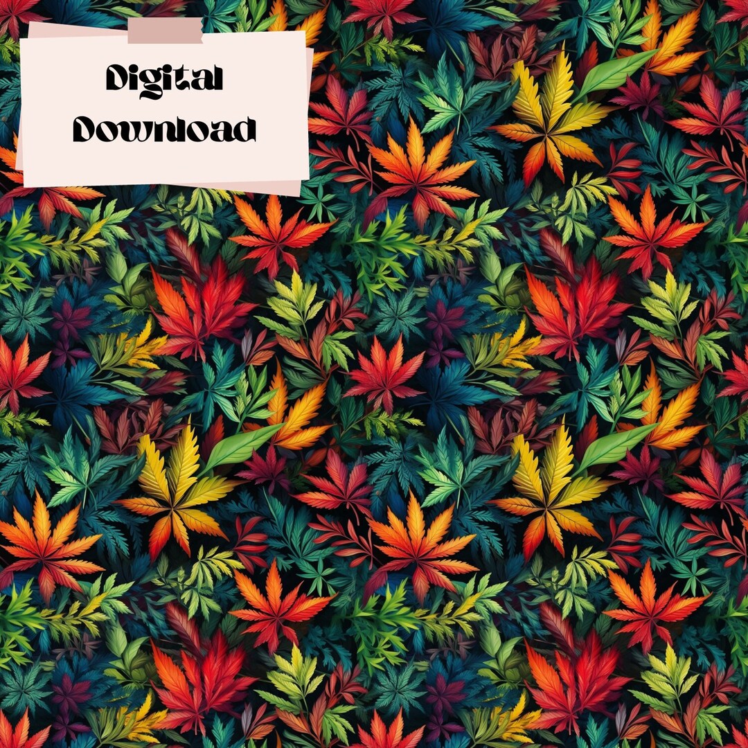 Rainbow Marijuana Seamless Pattern | Colorful Weed Digital Art (digital ...