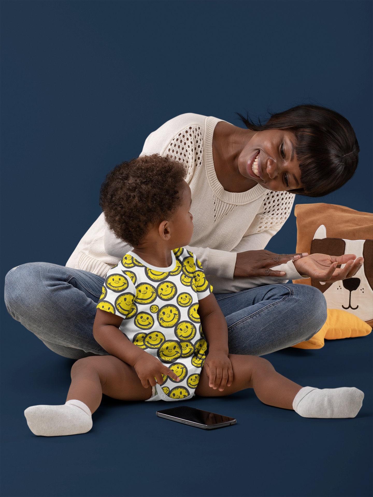 Happy Face Emoji Digital Art: High-res Seamless Download for Prints ...