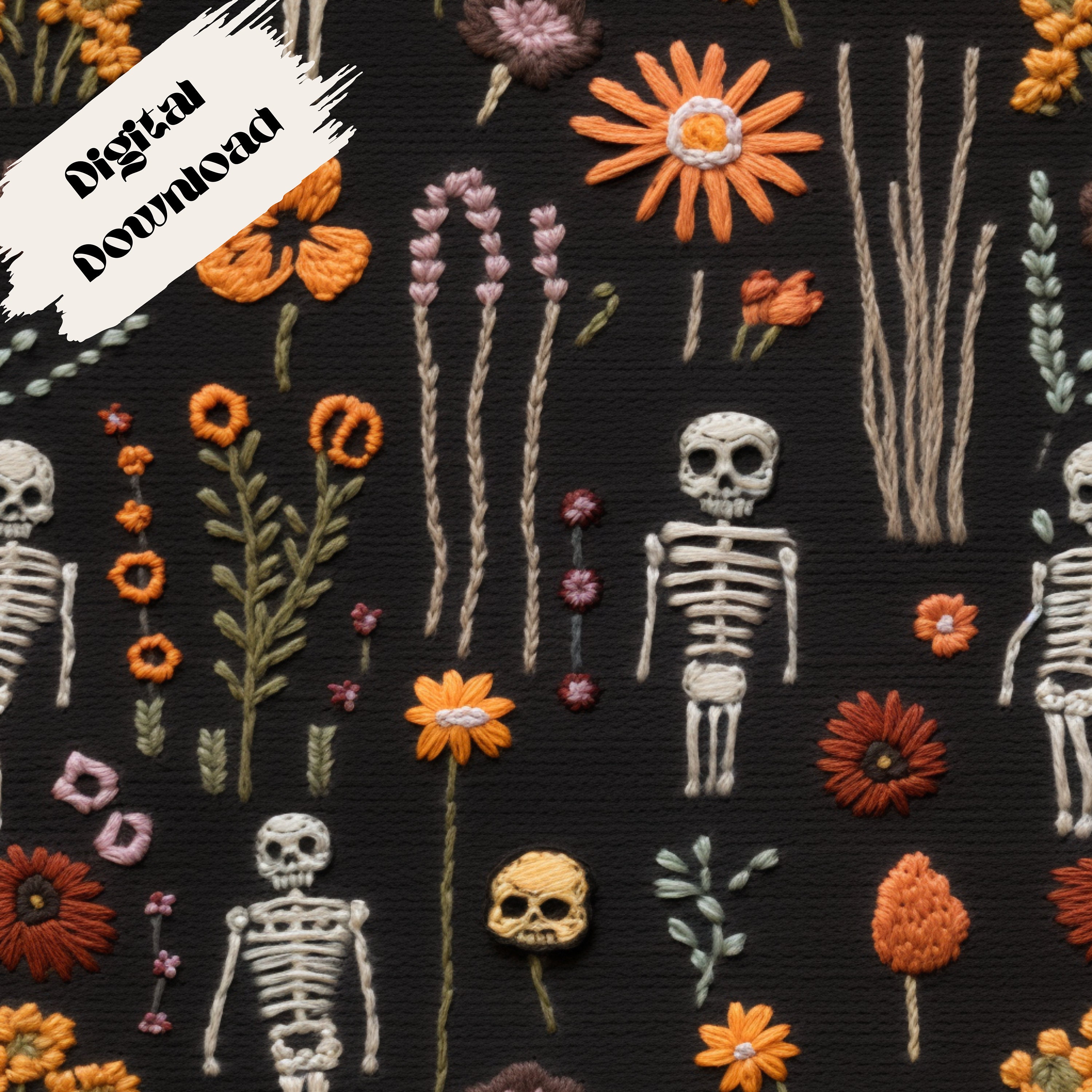 SPOOKY SKELETONS | Seamless Digital Pattern | Digital Download ...