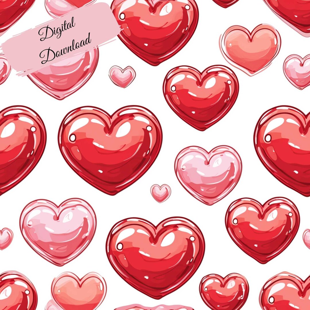 Valentine Hearts Seamless Pattern | Pink & Red (digital Download) - Etsy