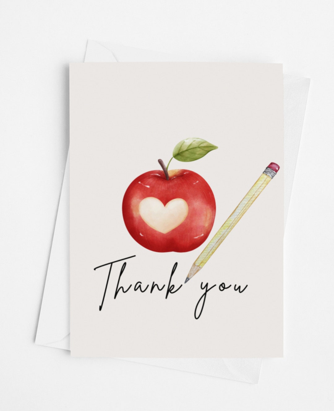 Apple Teacher Thank You Printable Card for Download - Etsy