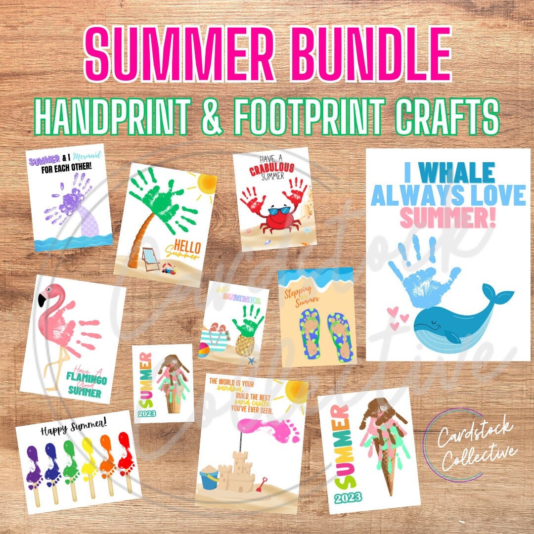 Summer Fun Bundle - Handprint & Footprint Craft - 10 Designs (plus ...