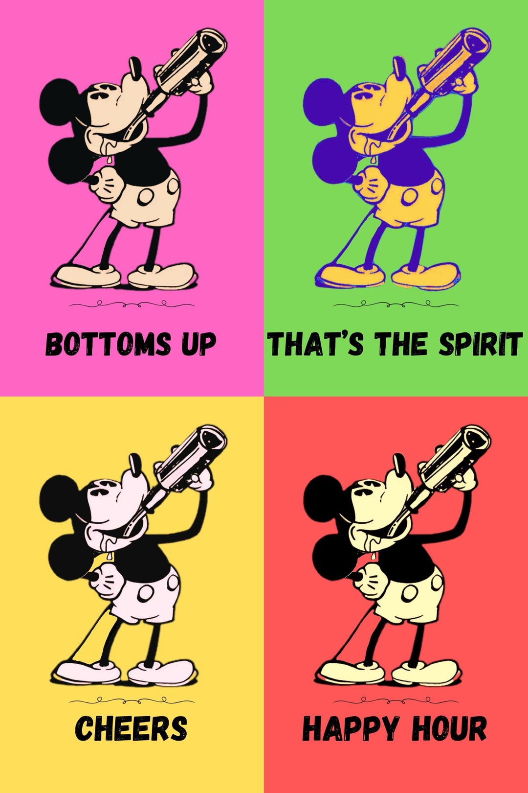 Drinking Mickey, Wall Art, Instant Download, Cheers Bottoms up Happy ...