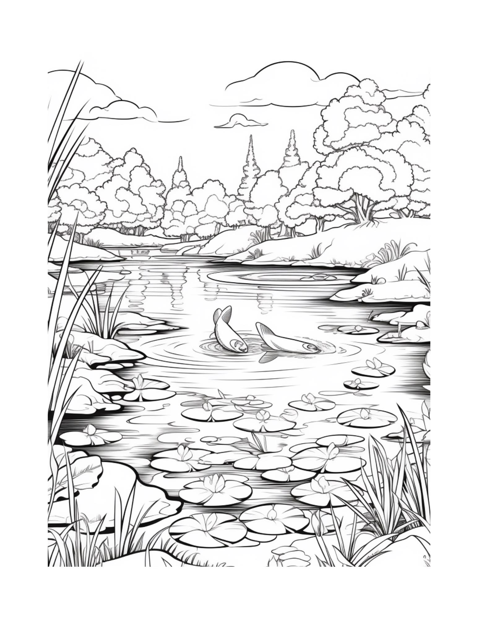 25 Printable Scenic Coloring Sheets for Relaxation & Creativity ...