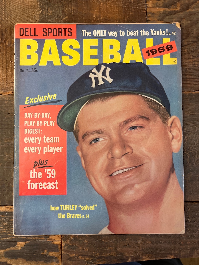 Dell Sports Baseball Magazine 1959 Issue 7 Bob Turley - Etsy