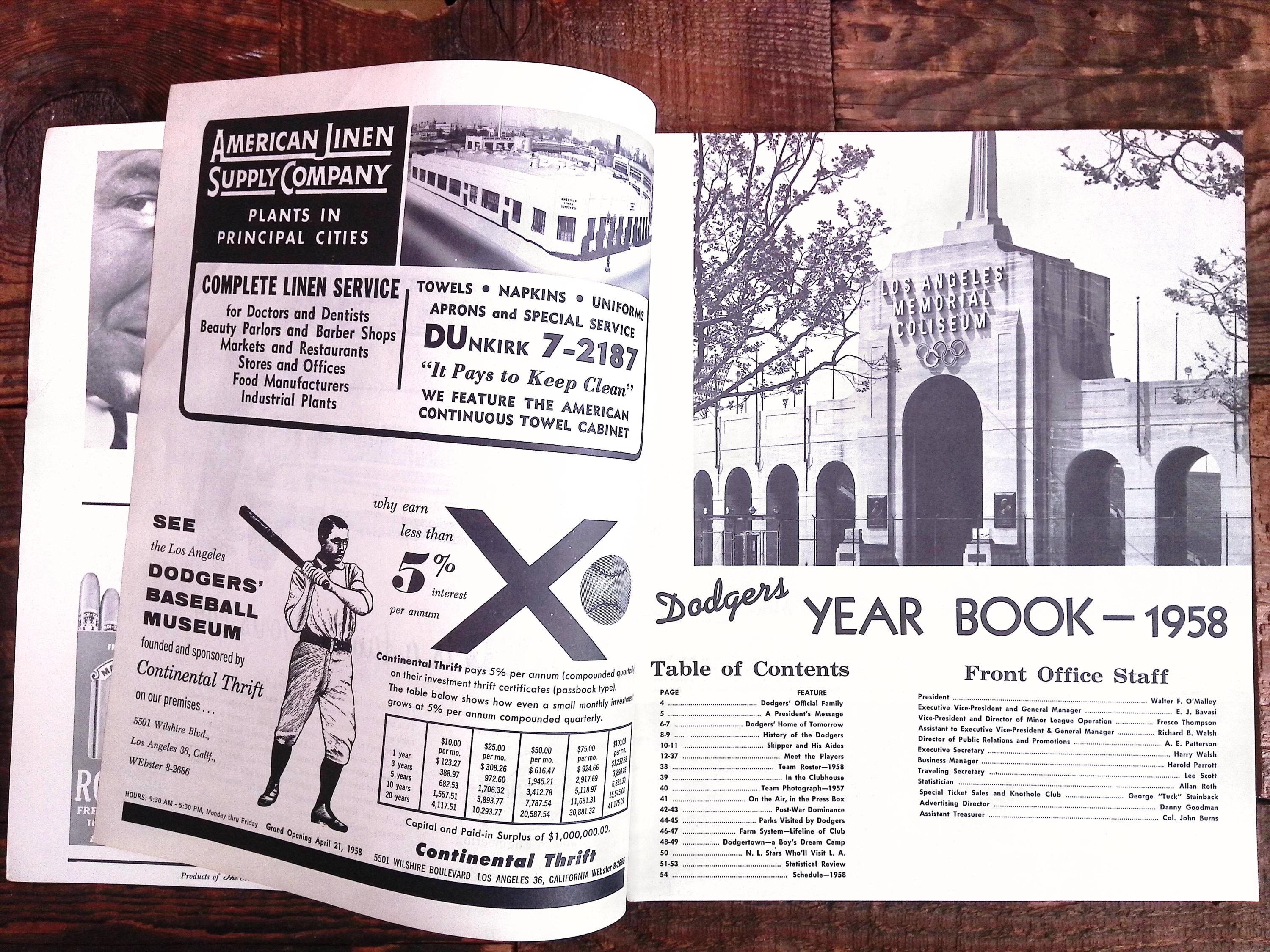 Los Angeles Dodgers 1958 Yearbook - Etsy