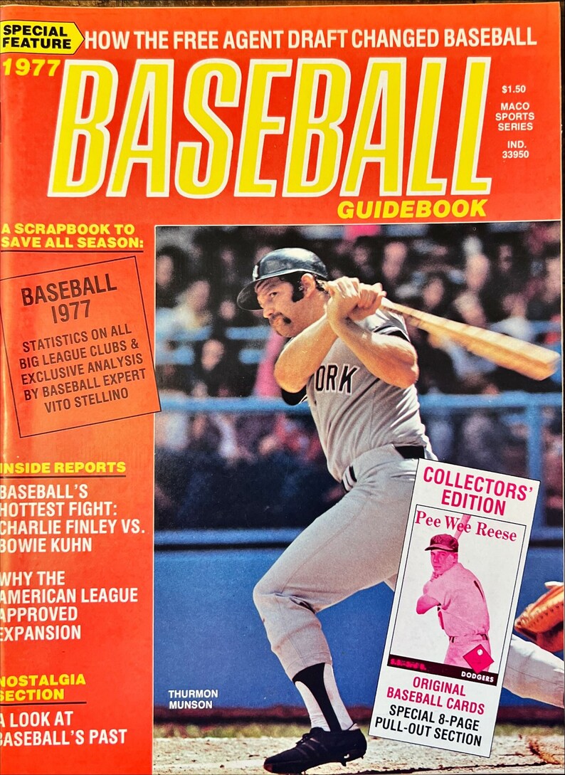 1977 Baseball Guidebook - Thurman Munson - Yankees - Etsy