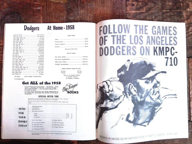 Los Angeles Dodgers 1958 Yearbook - Etsy