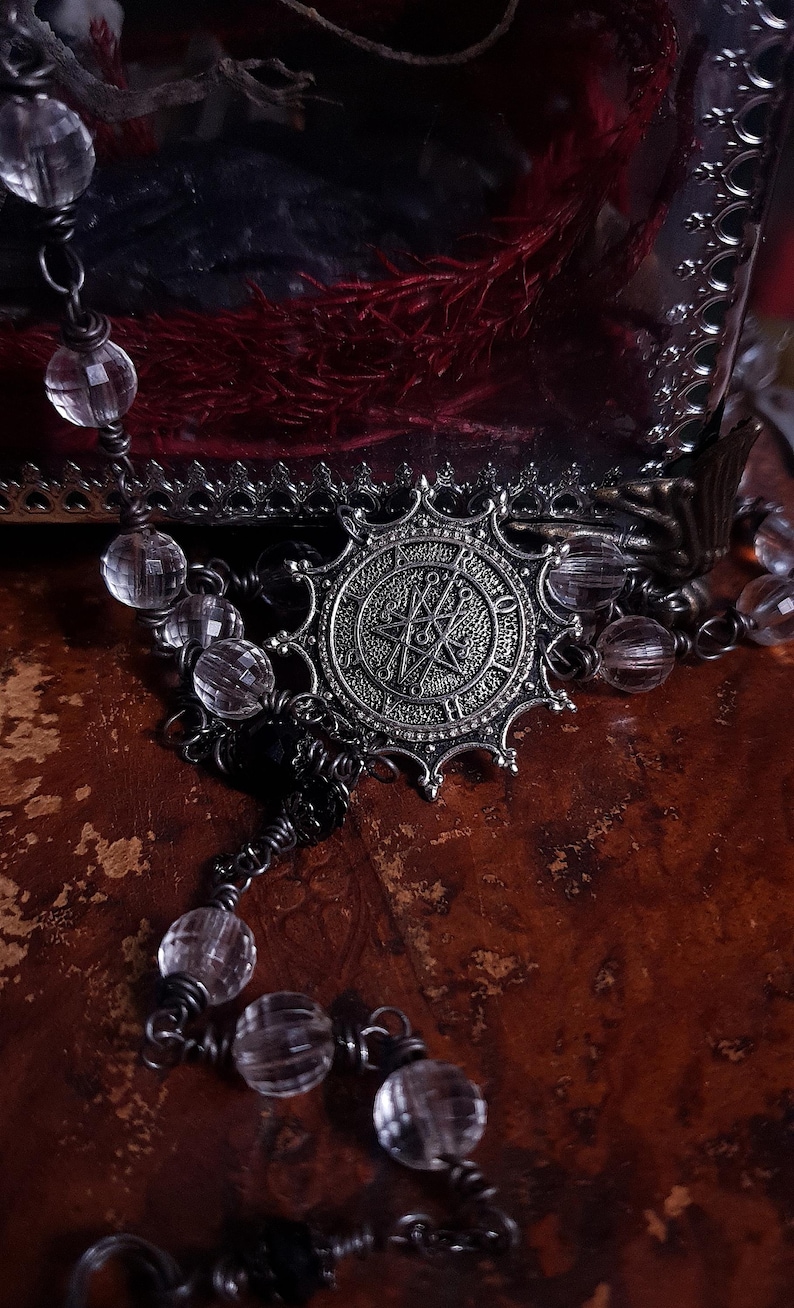 Rosary With an Inverted Cross and Astaroth Sigil - Vintage Bead ...