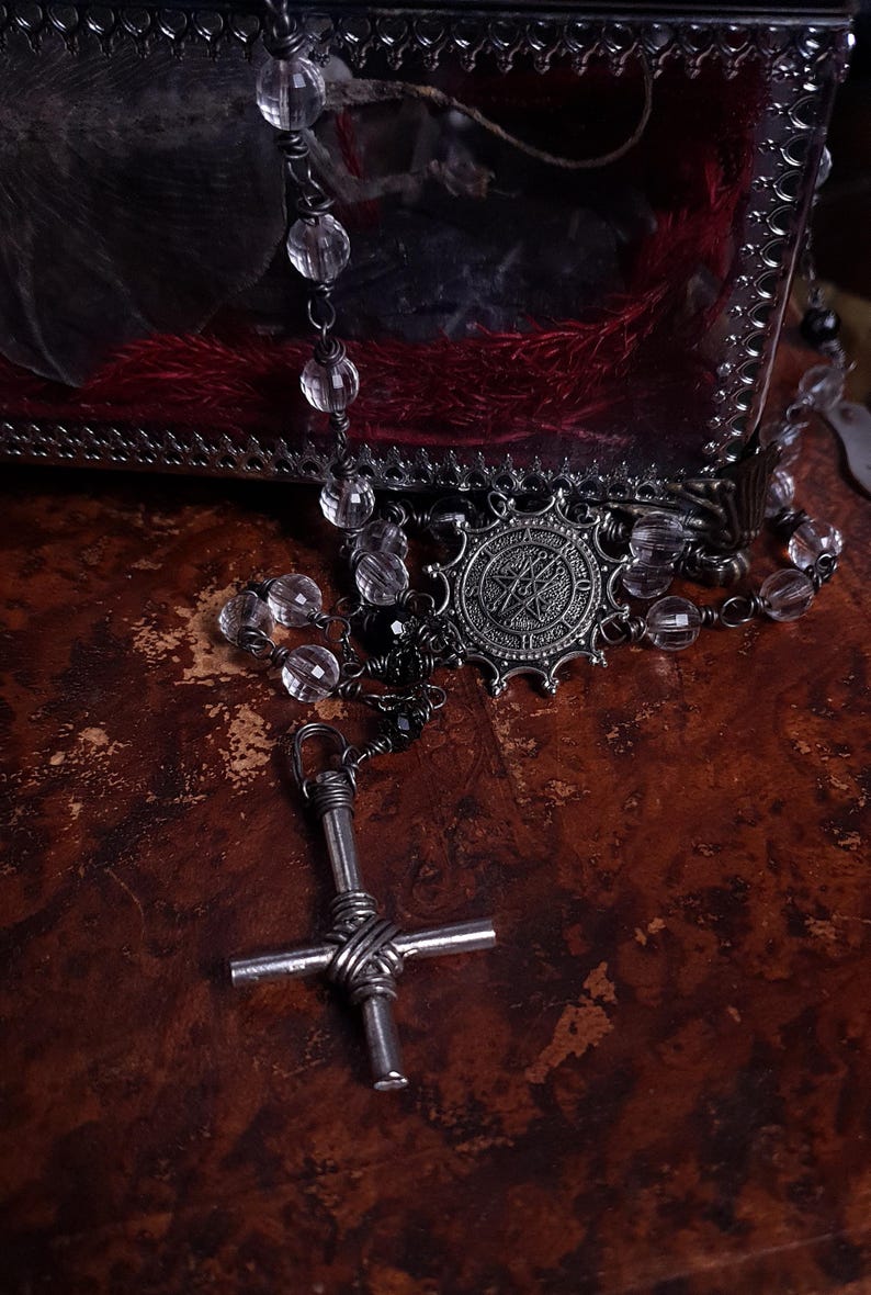 Rosary With an Inverted Cross and Astaroth Sigil - Vintage Bead ...
