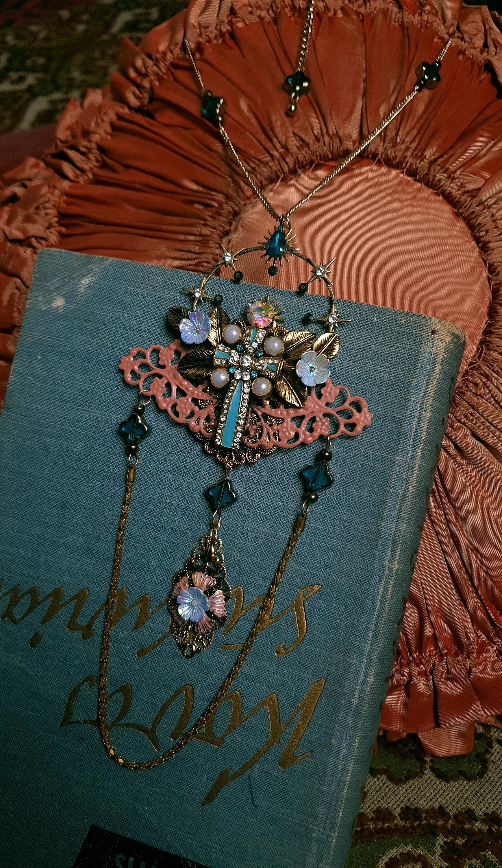 Handmade Rococo Sacral and Celestial Art Inspired Romantic Pastel Blue ...