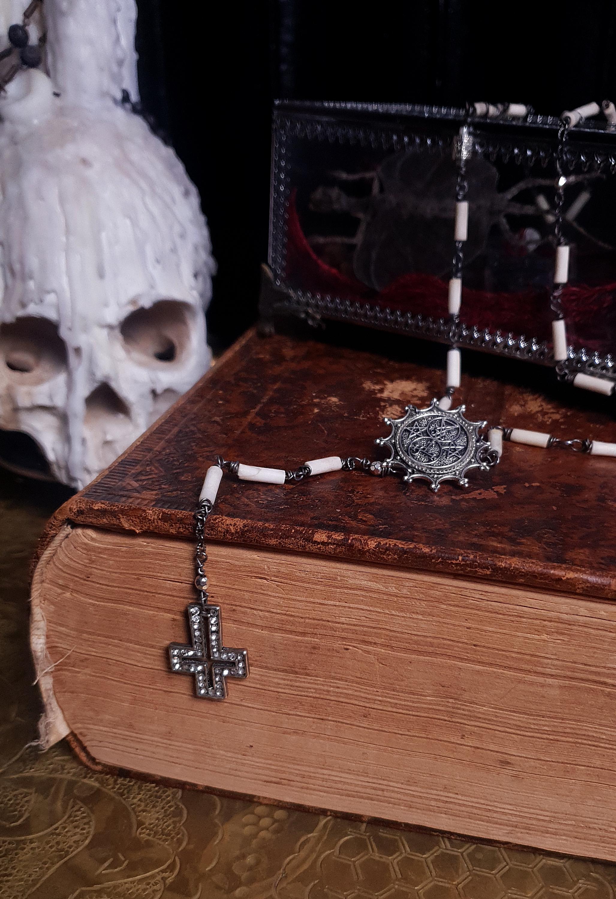 Rosary With an Inverted Cross and Lucifer and Lilith Sigils - Vintage ...