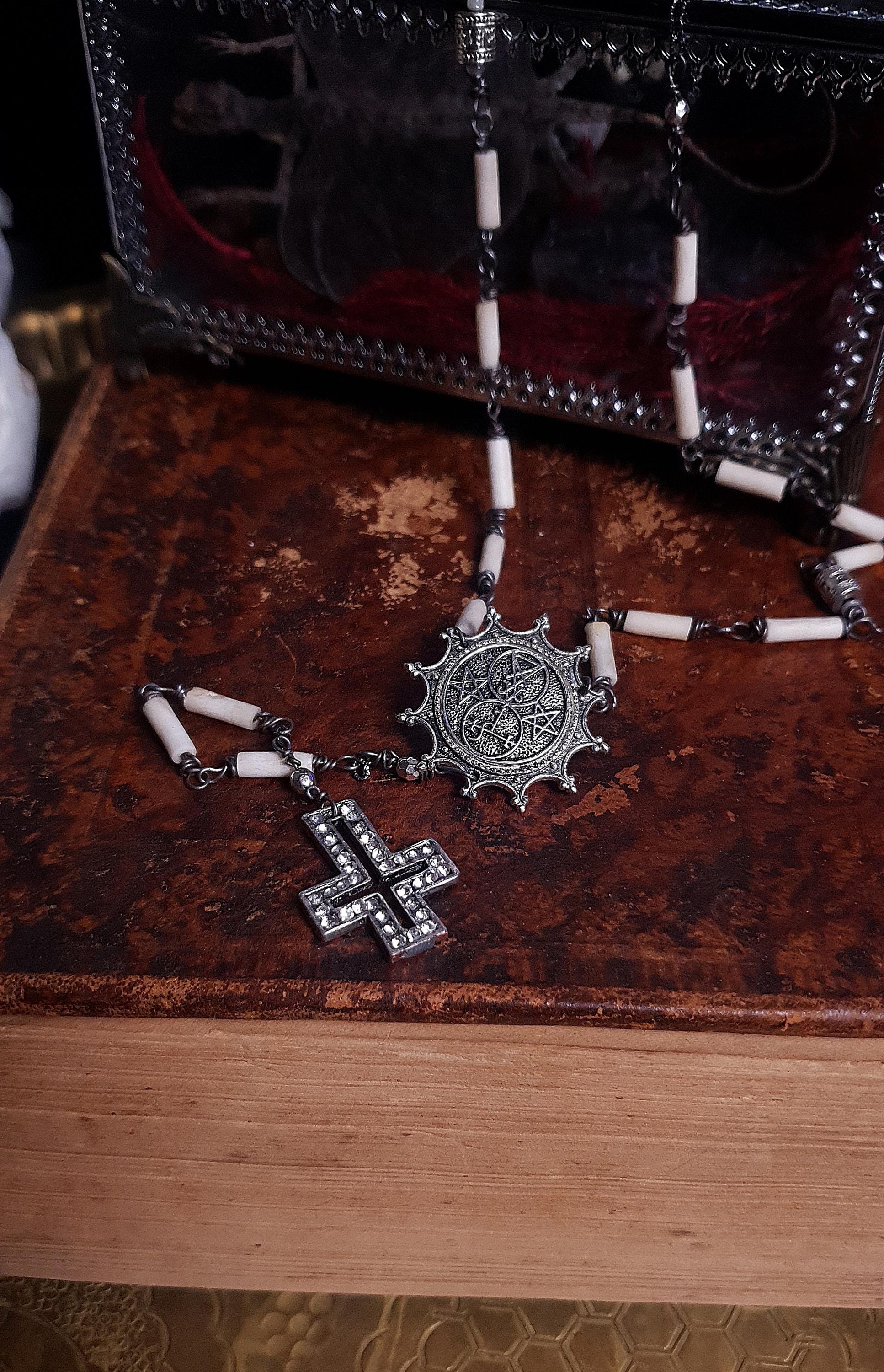 Rosary With an Inverted Cross and Lucifer and Lilith Sigils - Vintage ...