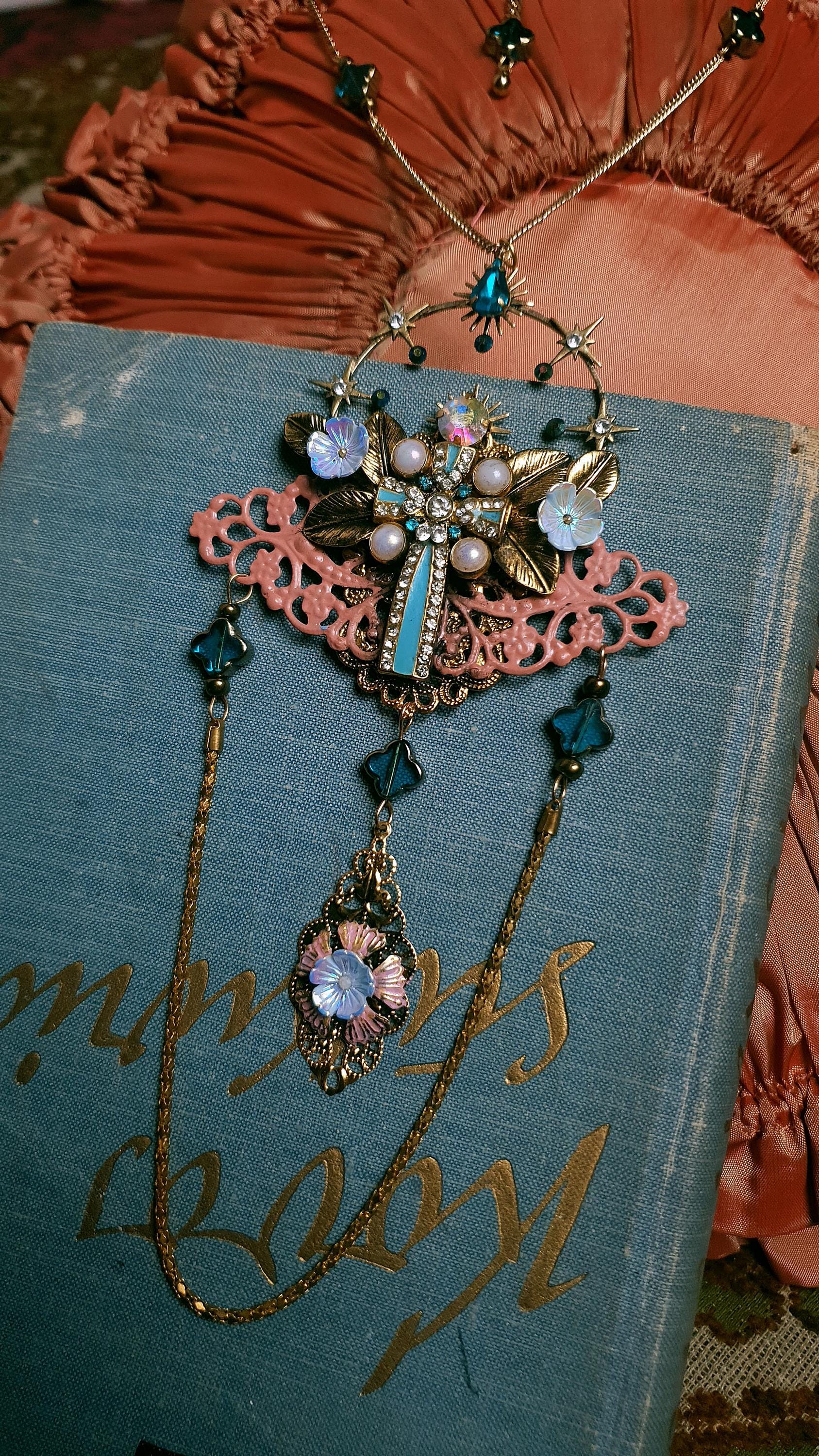 Handmade Rococo Sacral and Celestial Art Inspired Romantic Pastel Blue ...